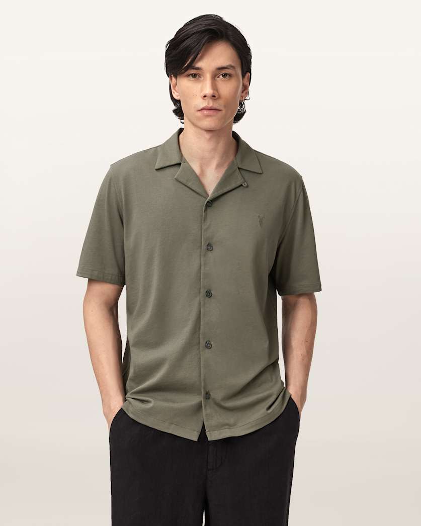 Hudson Relaxed Fit Ramskull Shirt DUSTY OLIVE GREEN | ALLSAINTS US